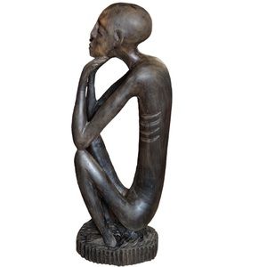 Vintage | Art | Vintage Luanda Angola Wood Carving Statue Ofthe Thinker ...